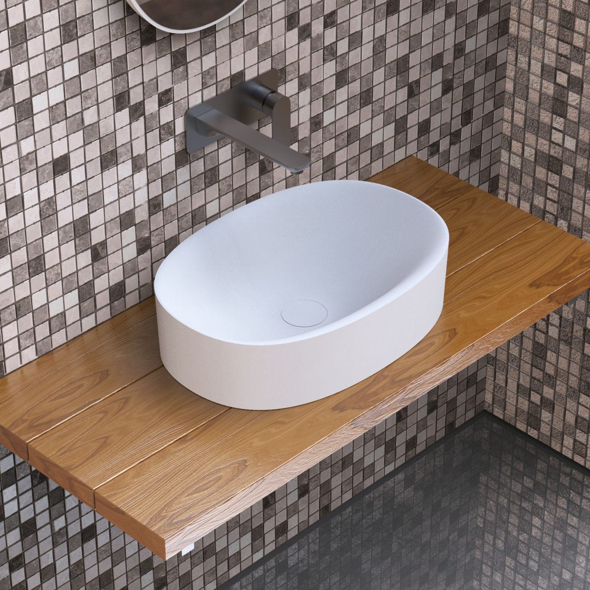 Vasque à poser - 290230 SOLIDCLIFF-50 - IDEAVIT B.V - ovale / en Solid Surface / contemporaine