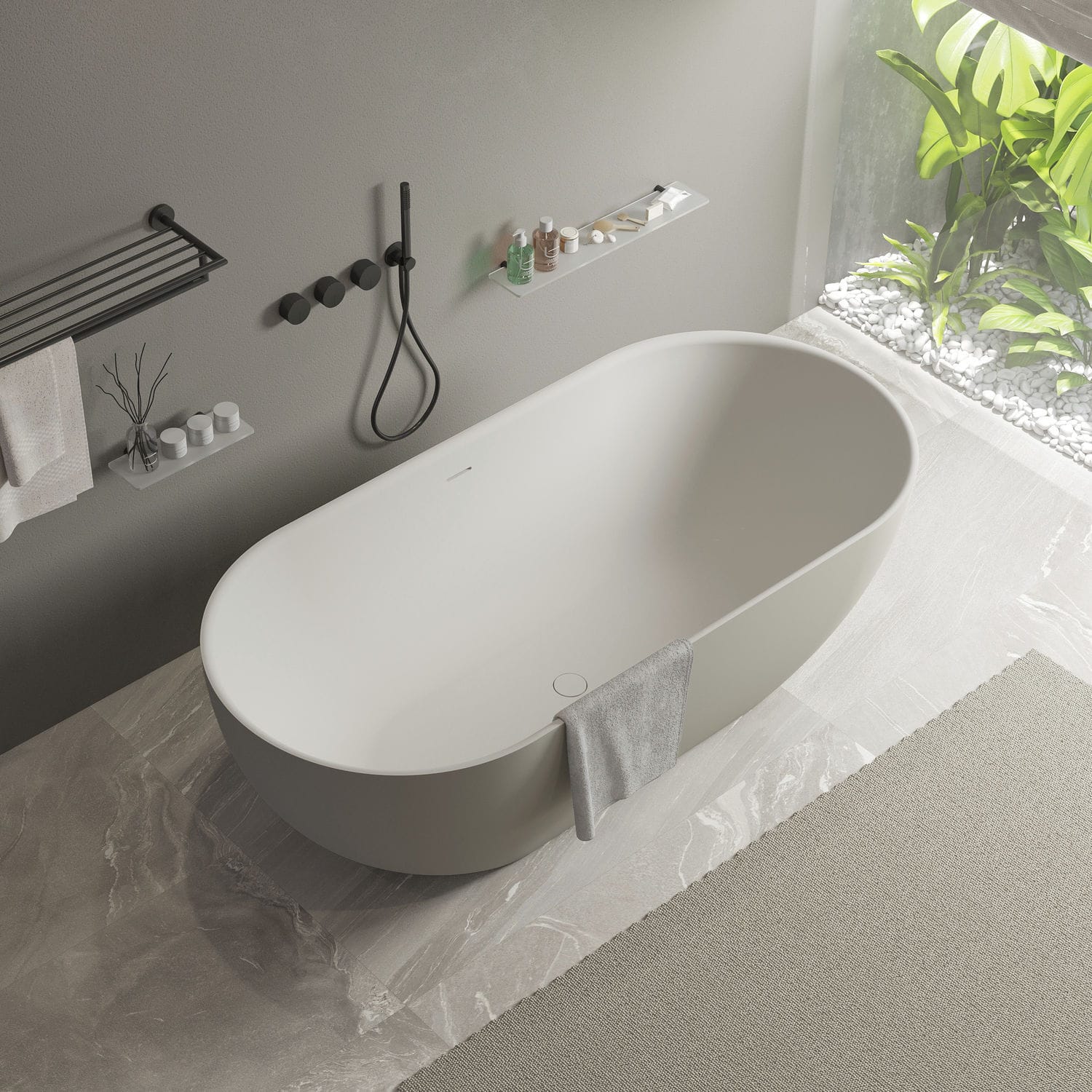 Baignoire ovale - Solidera-170 PE-WH - IDEAVIT B.V - en îlot / pour habitat / à usage professionnel