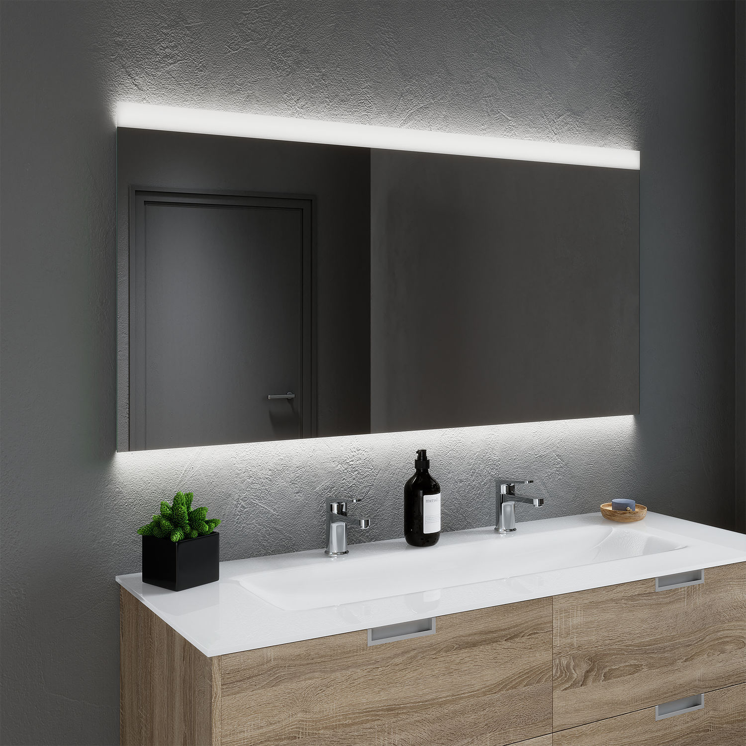 Miroir de salle de bain mural - COSMO - BISELARTE - contemporain / rectangulaire / gris