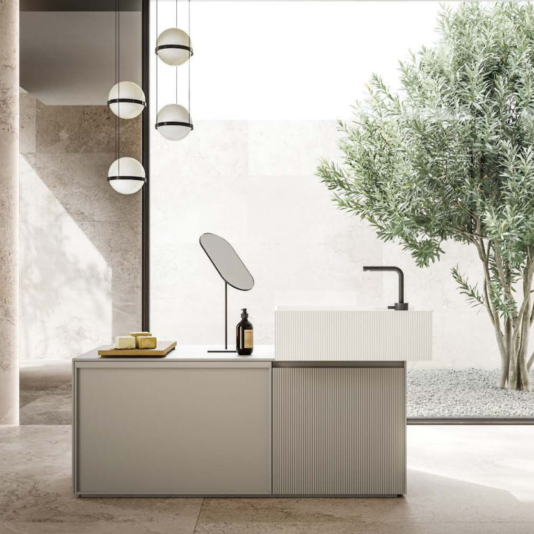 Meuble vasque à poser - 13 - novello - en HPL / contemporain / avec porte