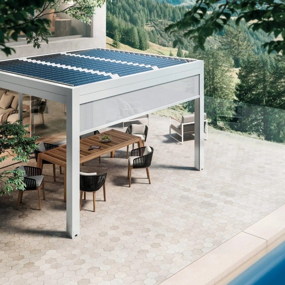 Pergola adossée - ENERGY - Gibus SPA - en verre / en toile / à lames ...