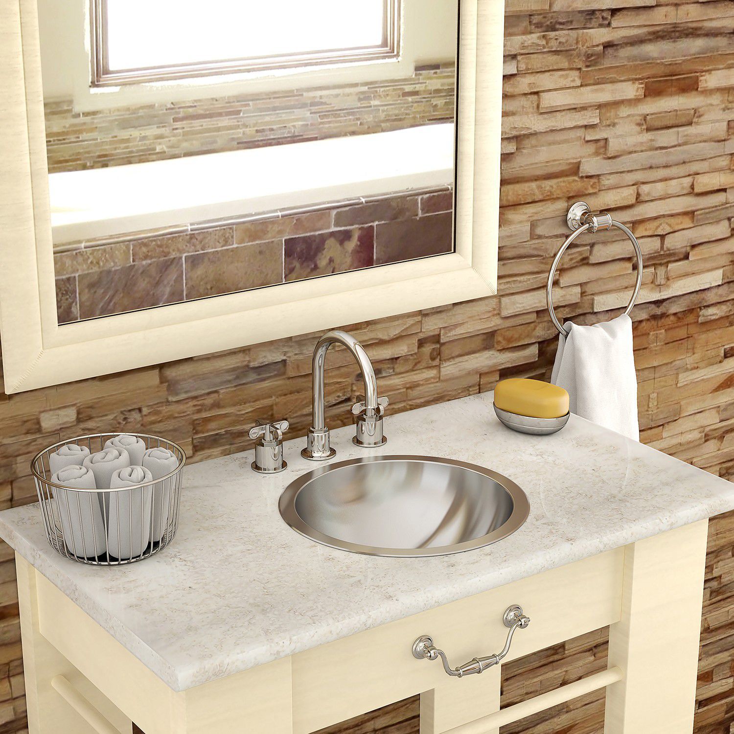 Vasque à encastrer - 1201 - Deco Lav - en inox / avec miroir ajustable ...