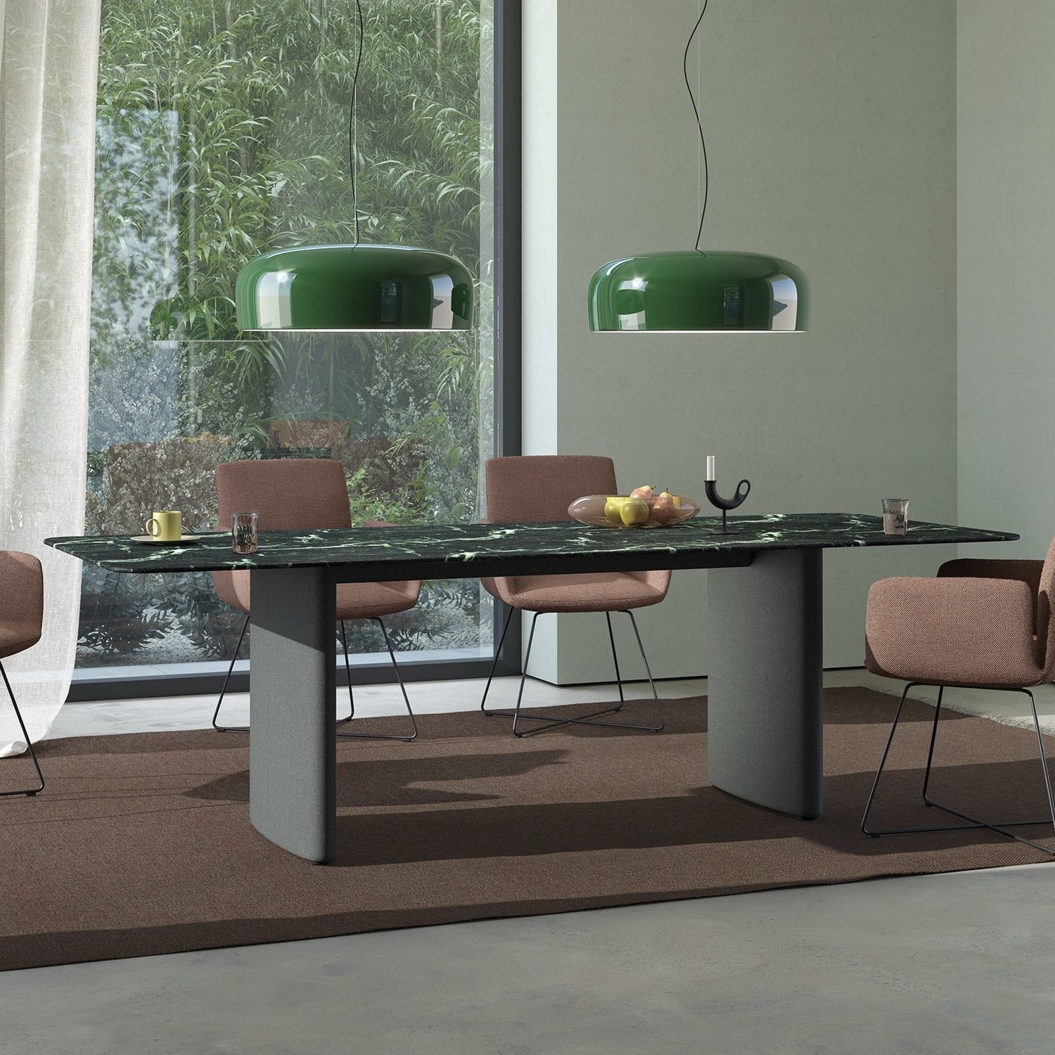 Table contemporaine - Ipa - COR - en bois / avec piètement en cuir ...