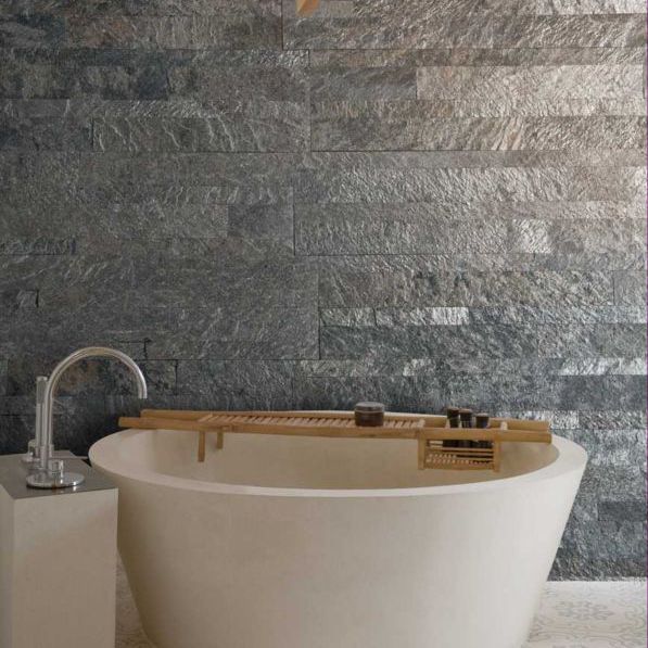 Plaquette de parement en marbre - 4010 - Tercocer - d'intérieur / texturée / grise