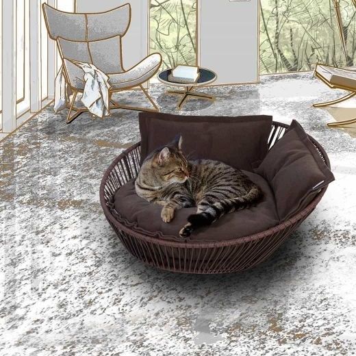 Panier pour chat en coton - SIRO SALEEN - pet.interiors - en velours ...