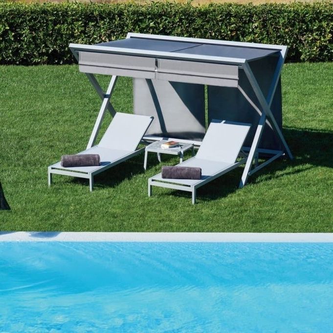 Gazebo toit en toile - MILOS - 10Deka - structure en aluminium