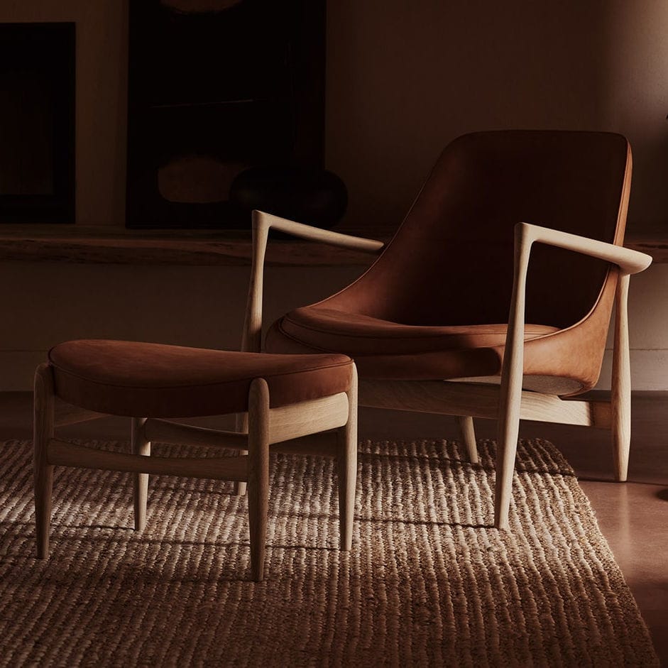 Fauteuil contemporain - ELIZABETH - AUDO - en tissu / en cuir / en chêne