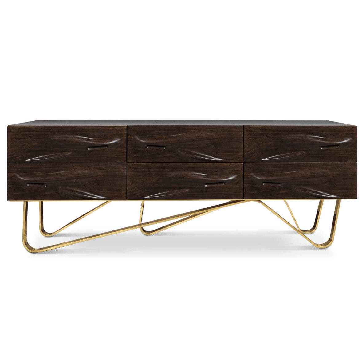Buffet contemporain - GOLDBERG - Malabar - en noyer / en laiton poli ...
