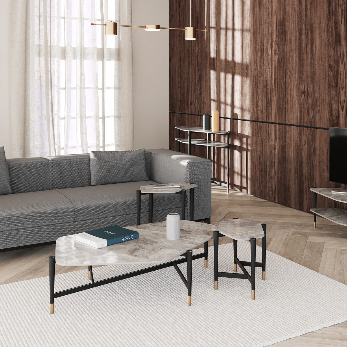 Table basse contemporaine - BERGAMO - AKANTE - en céramique / avec piètement en acier laqué ...