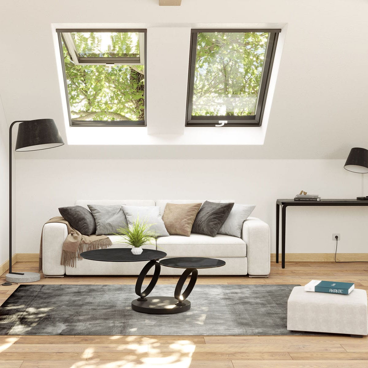 Table basse contemporaine - EOLIA - AKANTE - en verre trempé / en céramique / avec piètement en ...