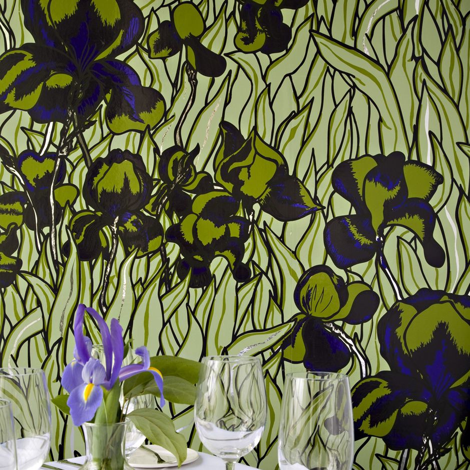 Papier peint contemporain - IRIS - FLAVOR PAPER - en polyester / à fleurs / imprimé à la main