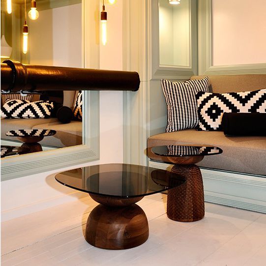 Table basse contemporaine - NERA - Zanat - en noyer / en érable / en verre