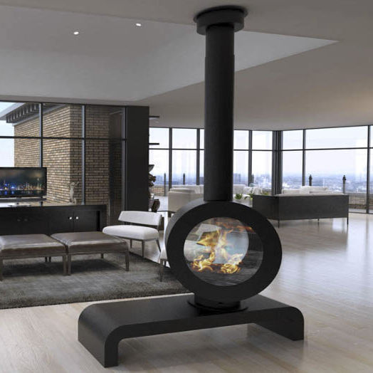 Cheminée à gaz - O’800 - CL Design - murale / double face / à foyer fermé