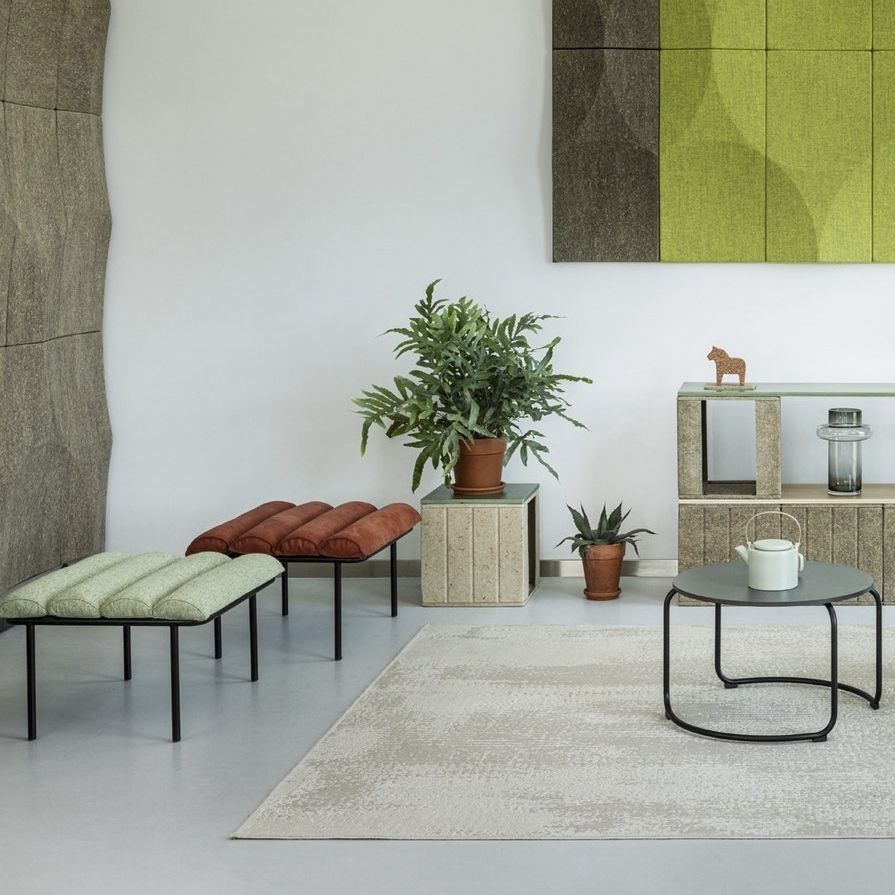 Pouf contemporain - LONG - vank - en textile / en cuir / rectangulaire