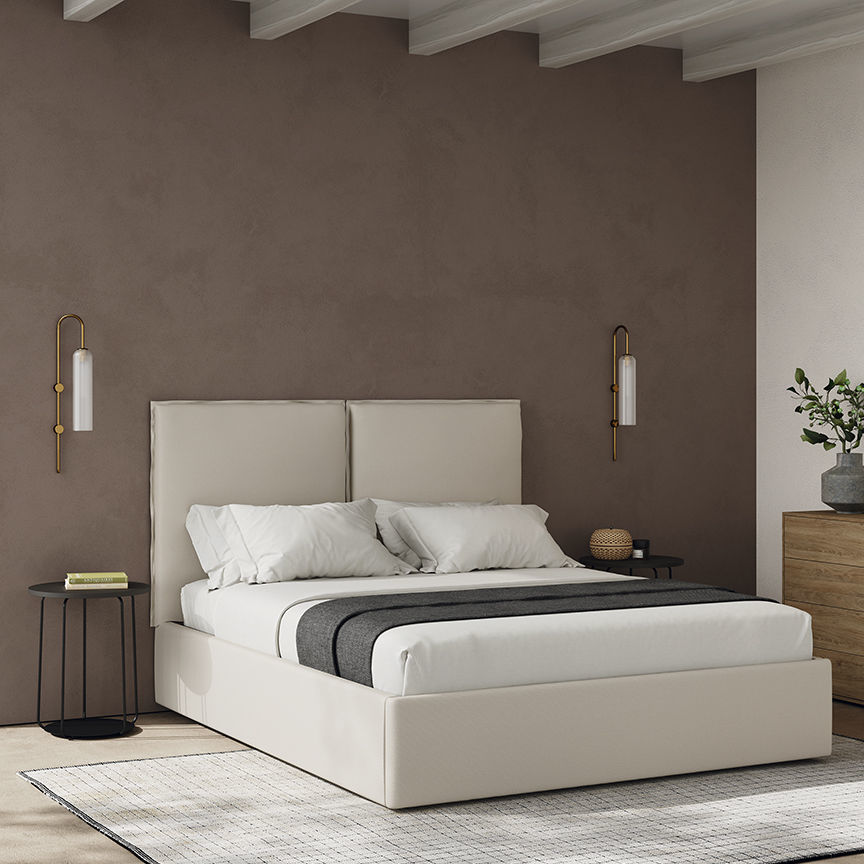 Tête de lit pour lit double - Noa - Mobenia - contemporaine / en tissu / beige