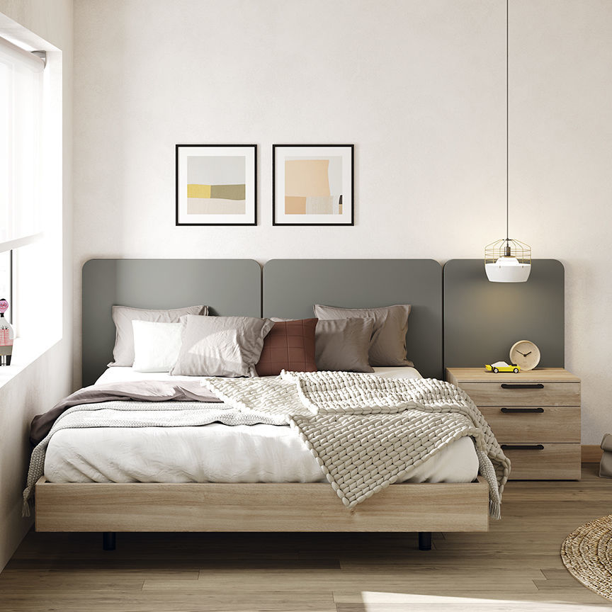 Tête de lit pour lit double - Ona - Mobenia - contemporaine / en tissu / en bois laqué