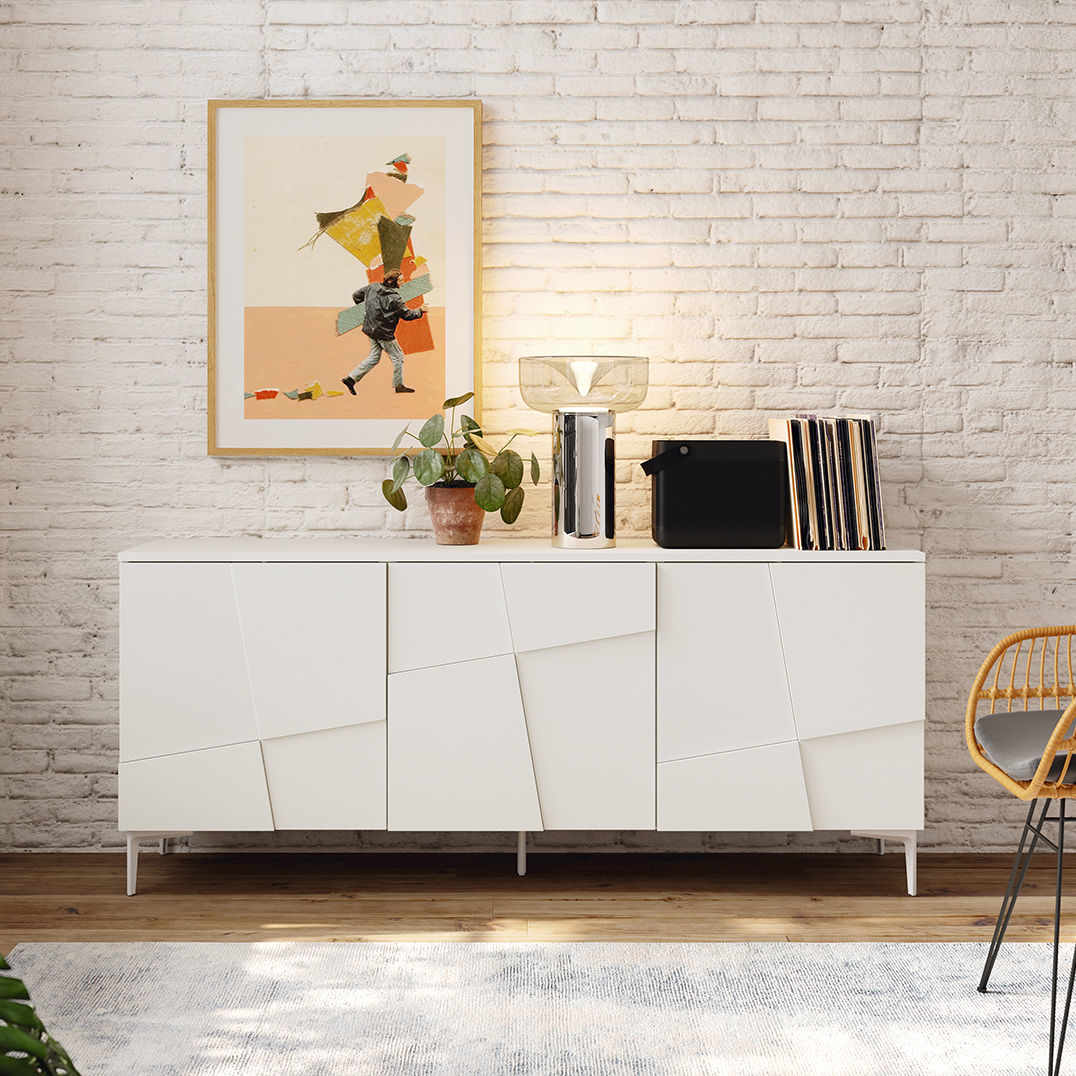 Buffet haut - Linen - Mobenia - contemporain / en MDF laqué / en mélaminé