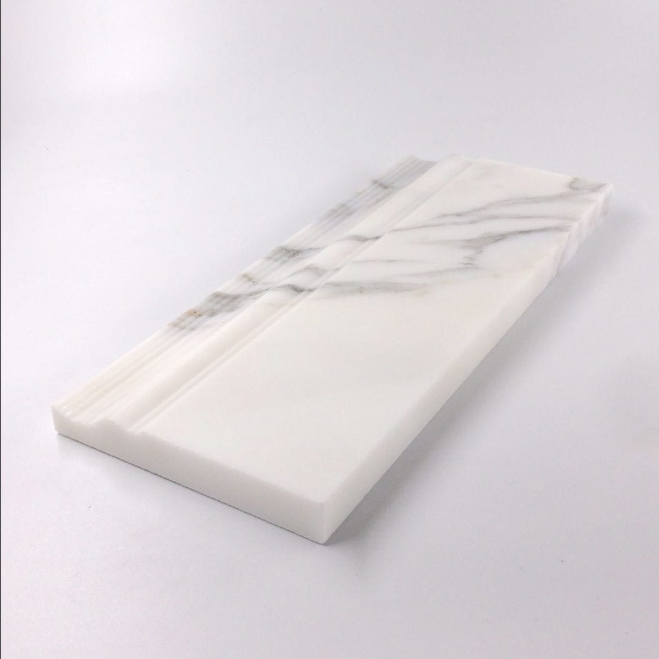 Plinthe blanche - Elite Stone - en marbre / rectangulaire / décorative