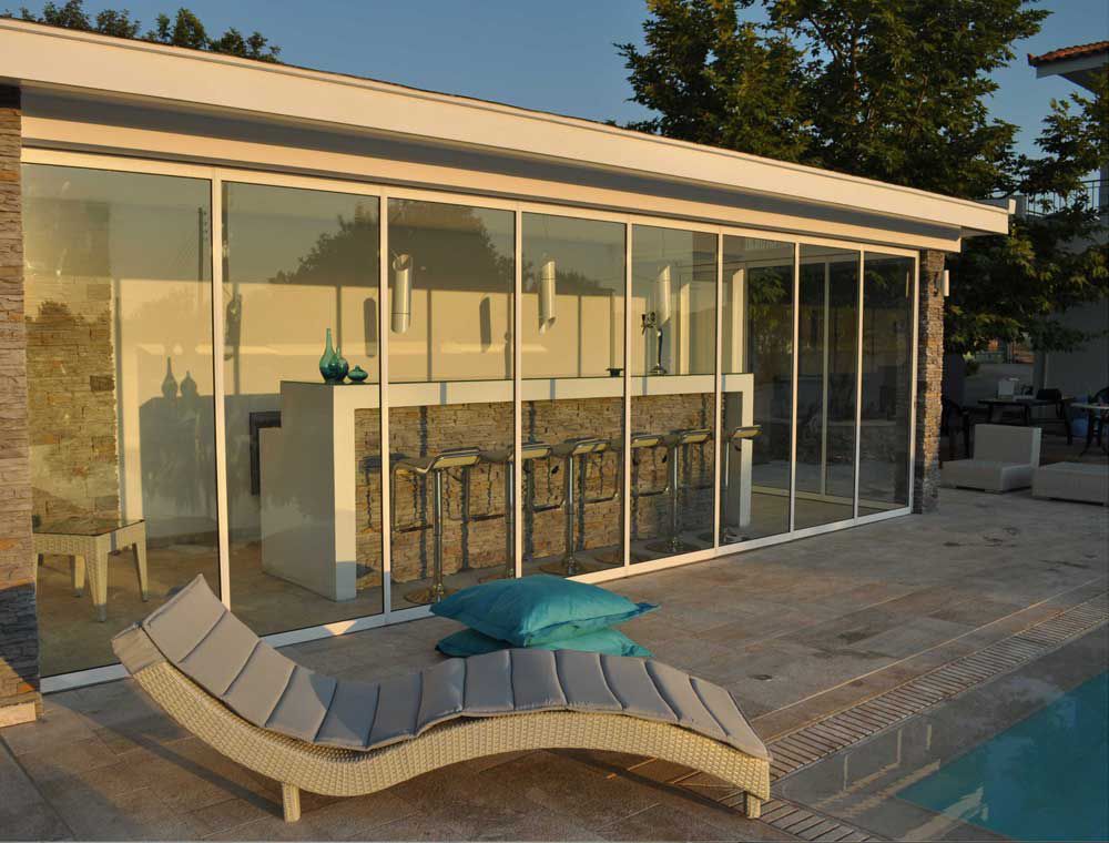 Cloison pliante - F5 - Salinox - en aluminium / en verre / professionnelle