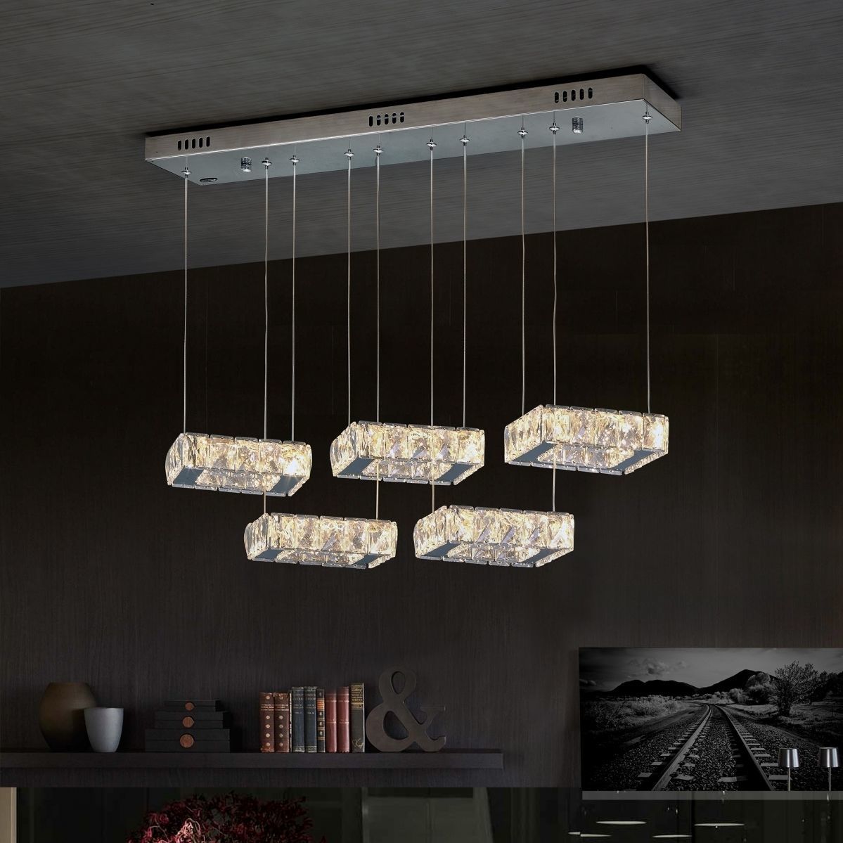 Lustre contemporain - LINE TAPLED - K-LIGHTING - en cristal / en acier ...