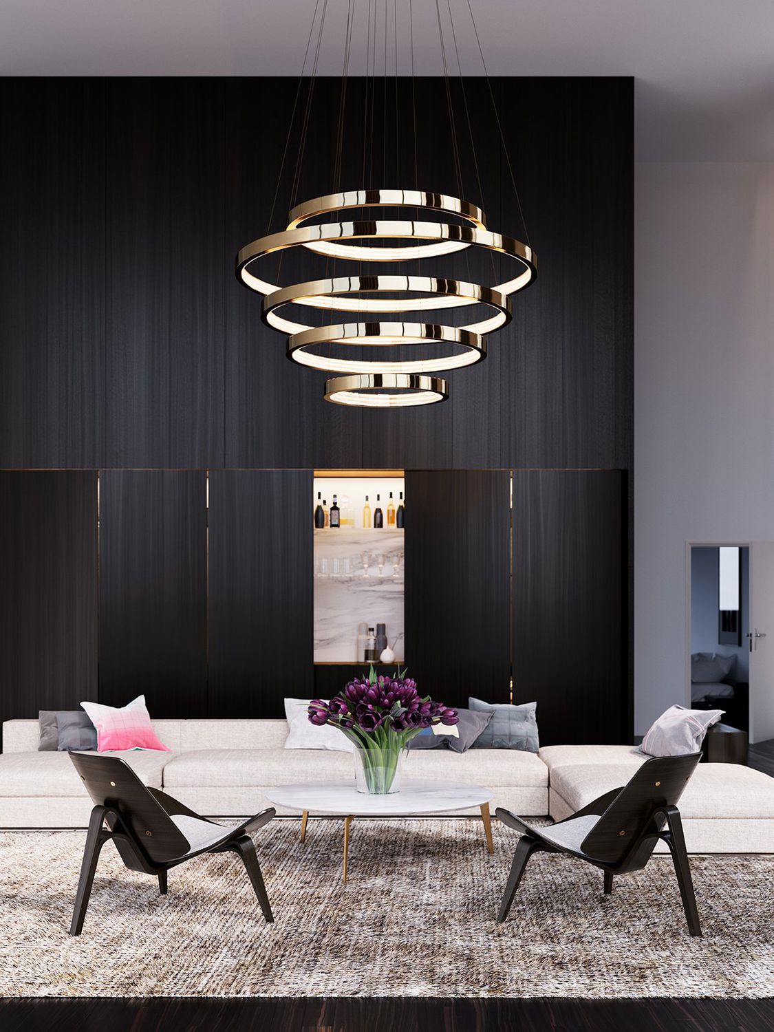 Lustre contemporain - AURA TASO - cameron designhouse - en métal brossé ...