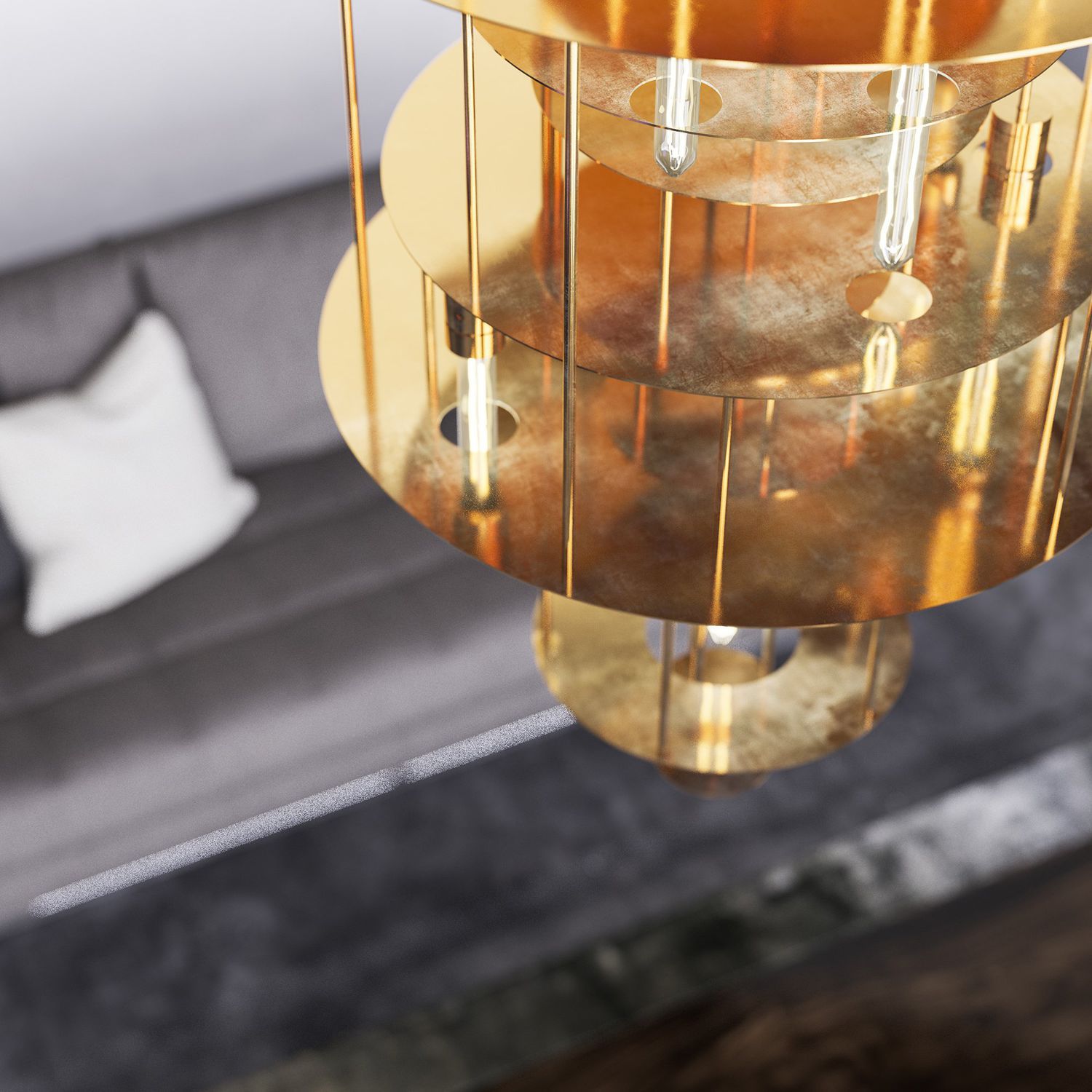 Lustre contemporain - VANTAA - cameron designhouse - en métal brossé ...