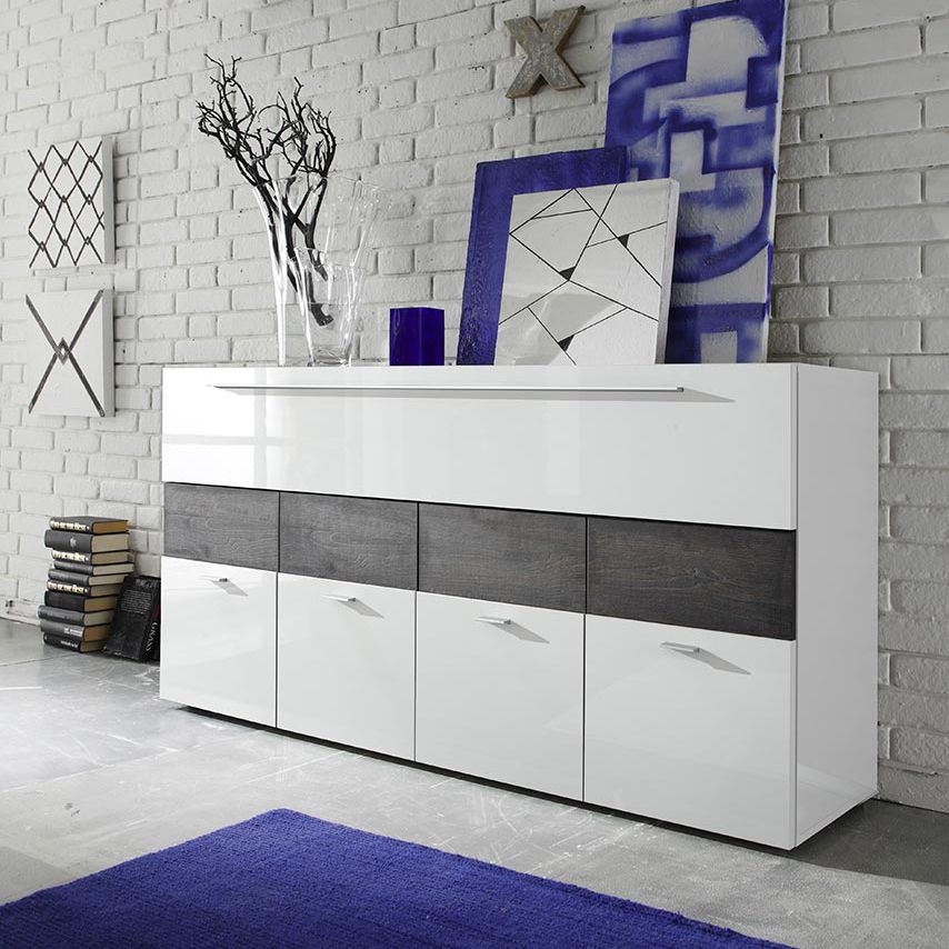 Buffet contemporain - LINE - LC spa - en wengé / en chêne naturel / blanc