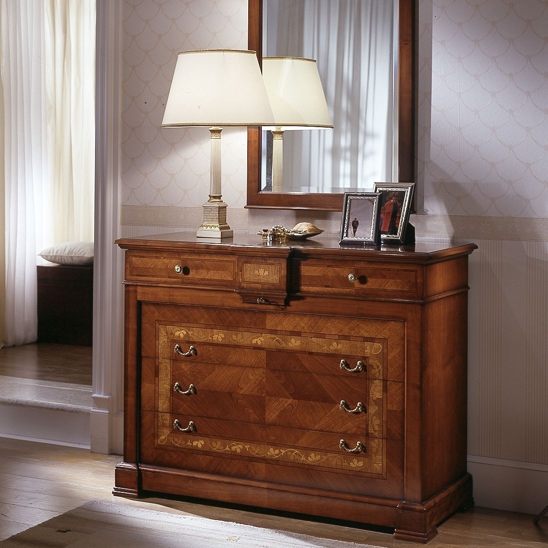 Commode classique - D 702 - MOLETTA MOBILI - en cerisier / 6 tiroirs