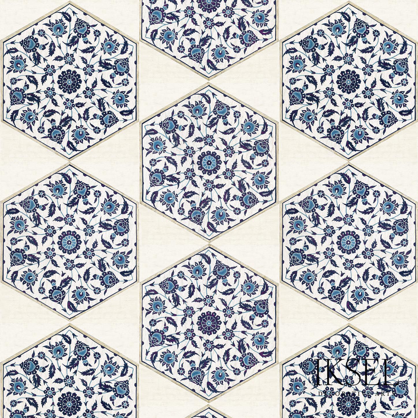 Papier peint contemporain - RW113 Iznik Hexagonal Tiles - Iksel ...
