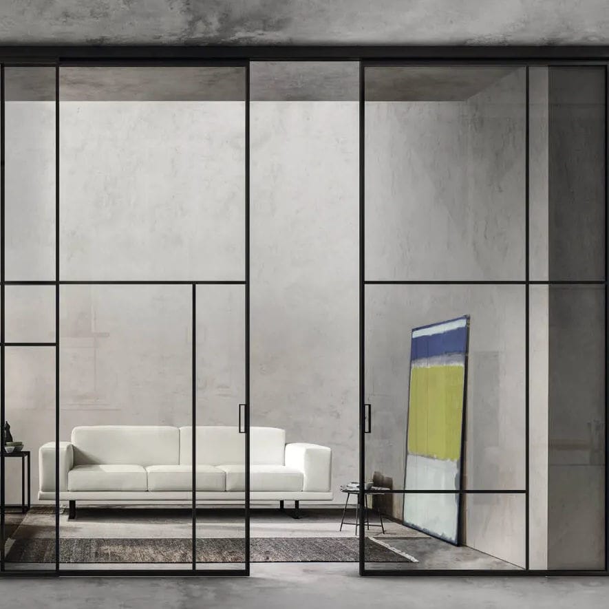 Porte d'intérieur - Suspended ZEUS - doal - en verre / en aluminium ...