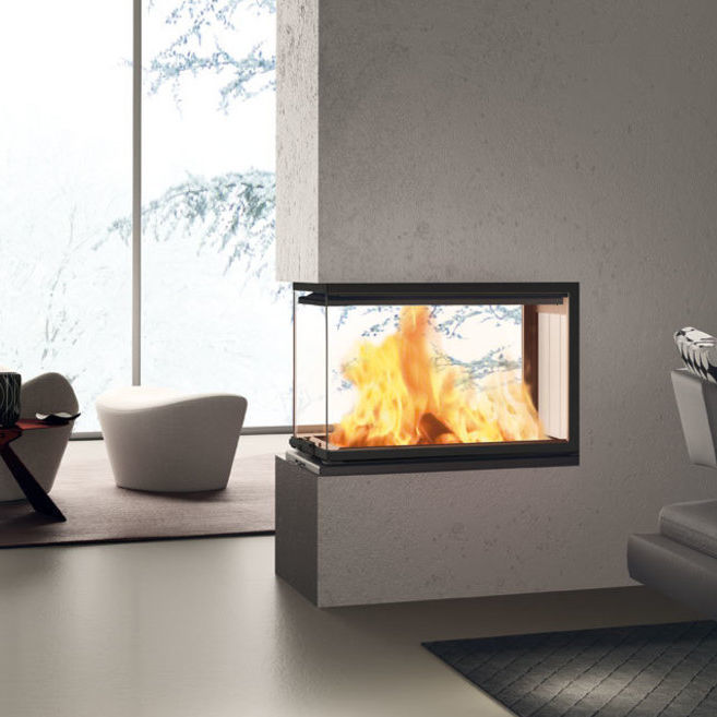 Foyer fermé à bois - WINDO3 50 - EDILKAMIN - à 3 faces / en métal / en ...