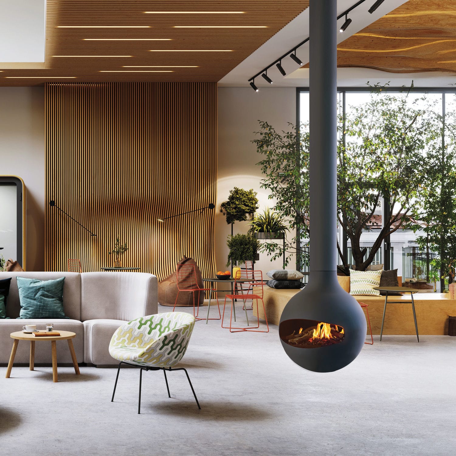 Cheminée holographique - Bathyscafocus - Focus Creation - électrique / autoportante / suspendue