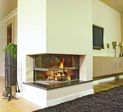 Foyer fermé à bois - CLASSIC: LATERAL - TOTEM fire - d'angle / en métal ...