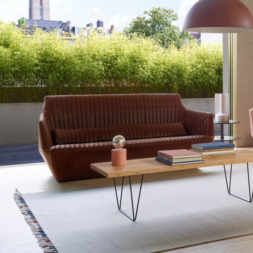 Canapé contemporain - FACETT - Ligne Roset - en tissu / en cuir / marron
