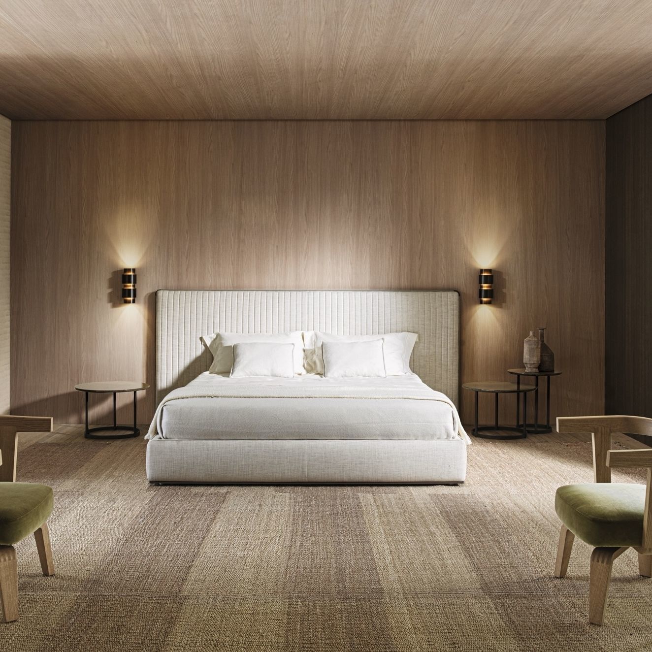 Lit double - OVIDIO - Molteni&C - contemporain / tapissé / avec tête de lit