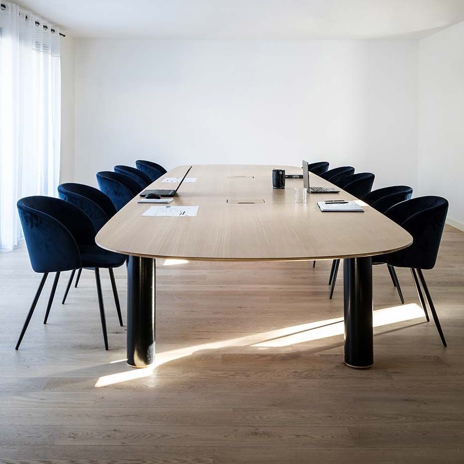 Table de réunion contemporaine - Pilotis Bassin - Epsilon Composite - en chêne / avec piétement ...