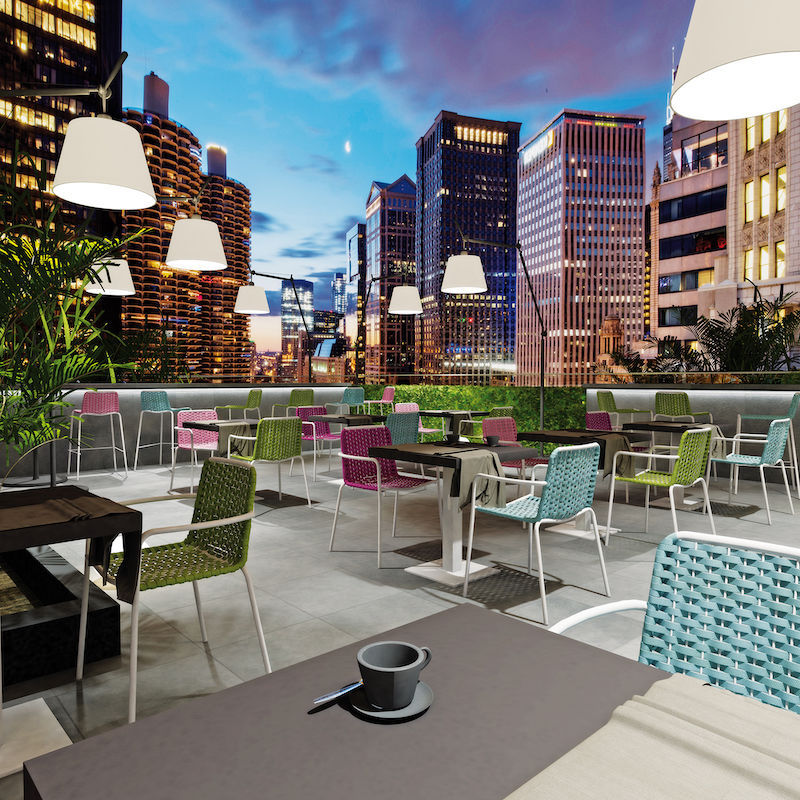 Chaise contemporaine - CANNES - GRATTONI S.R.L. - d'extérieur / en acier galvanisé / en Textilene®