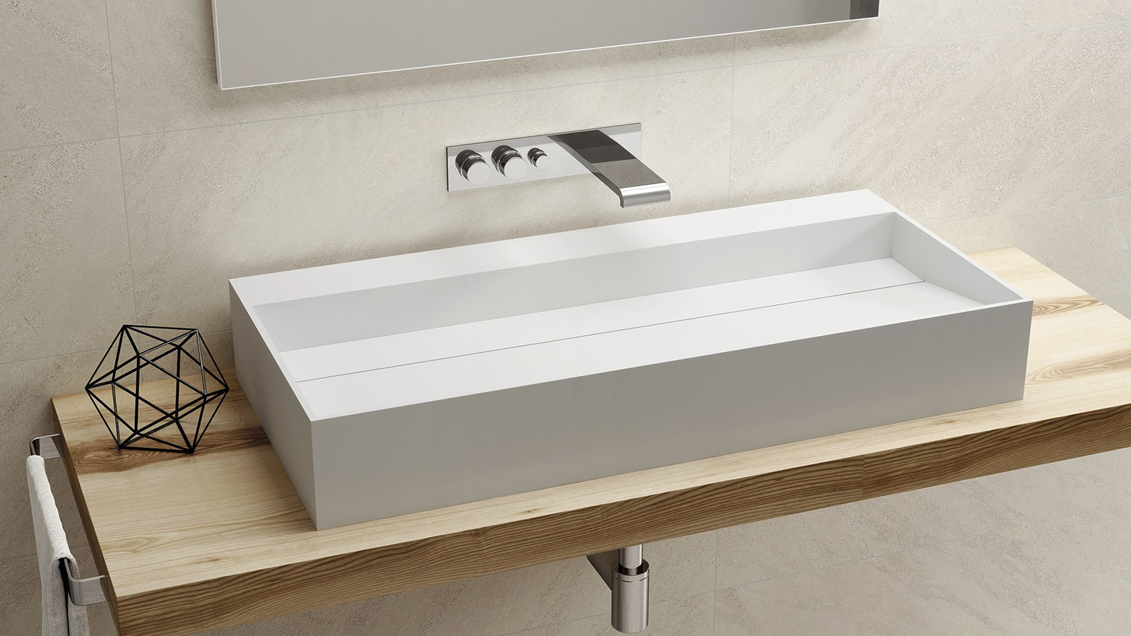 Vasque à poser - CALIFORNIA - ZENON SMART SOLID SURFACE - en Solid Surface / avec plan intégré ...