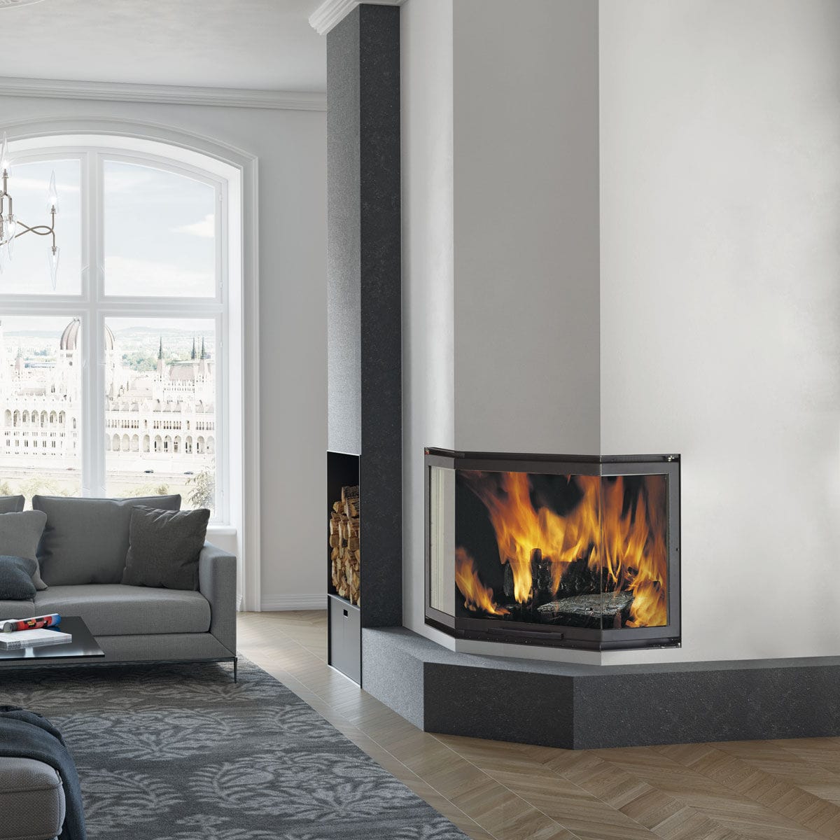 Foyer fermé à bois - Firek 3 - EK63 - à 3 faces / en acier / en fonte