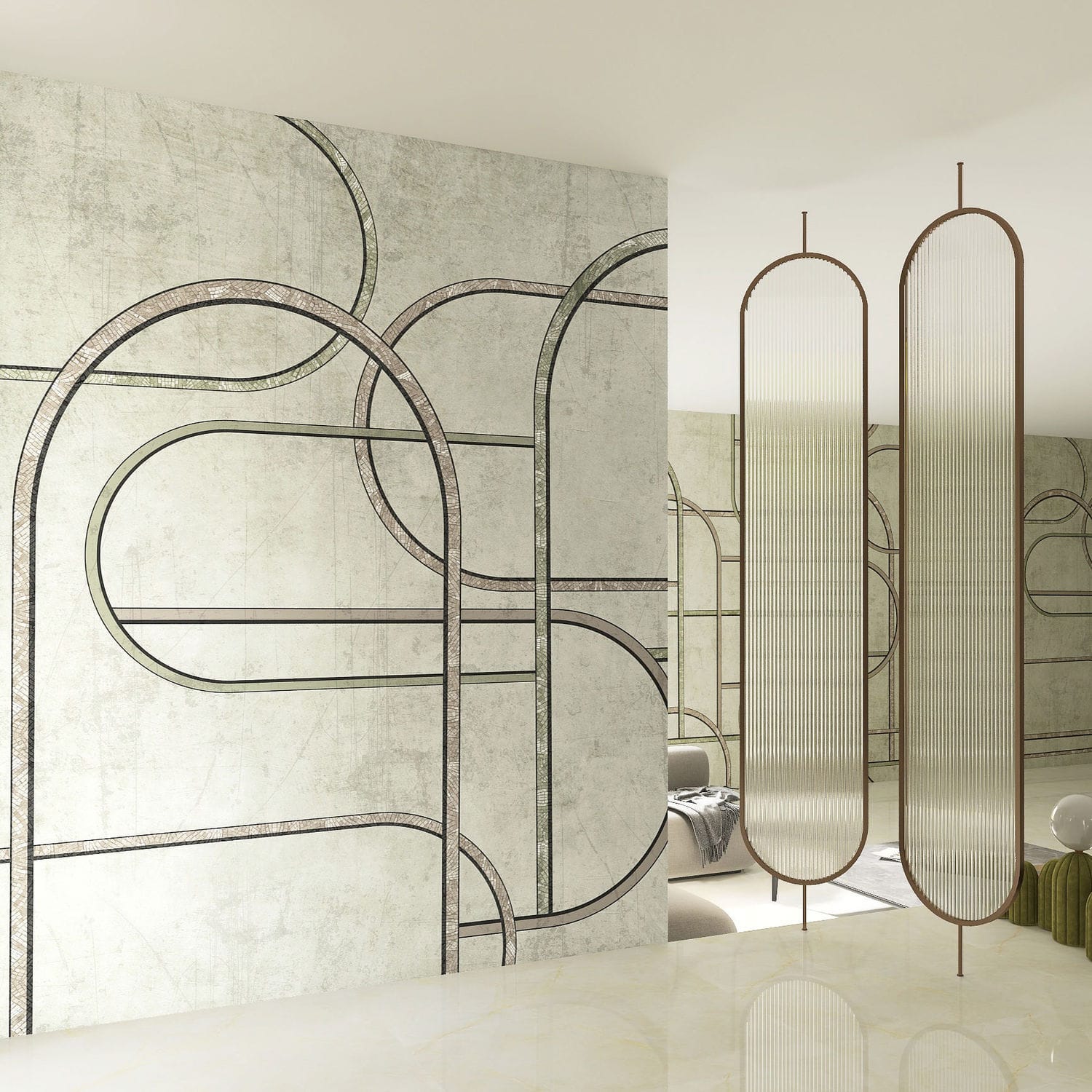 Papier peint contemporain - SUBWAY - rimura Srl - en tissu / en fibre ...