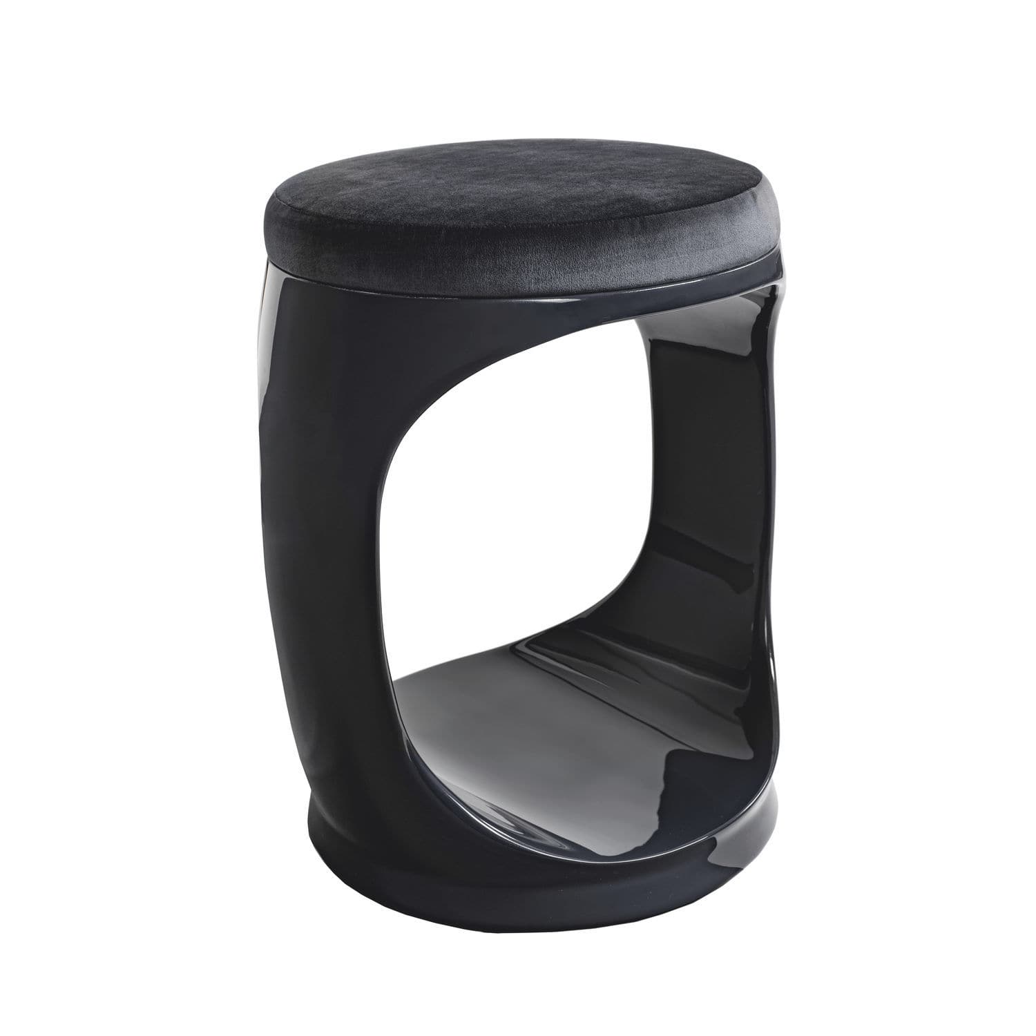 Tabouret contemporain - Signet Ring B10005 Gray - Softicated - en velours / avec piètement en ...