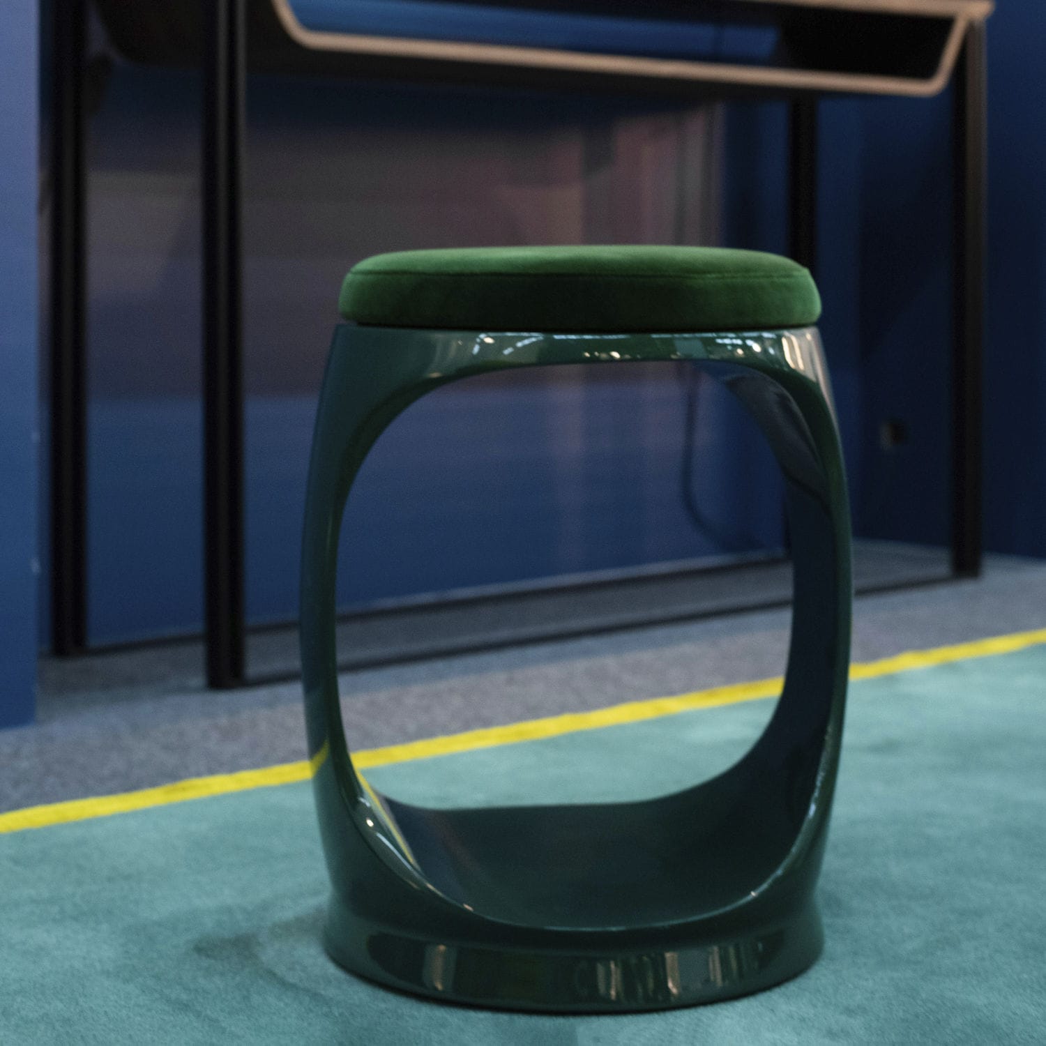 Tabouret contemporain - Signet Ring B10012 Forest Green - Softicated - en velours / avec ...