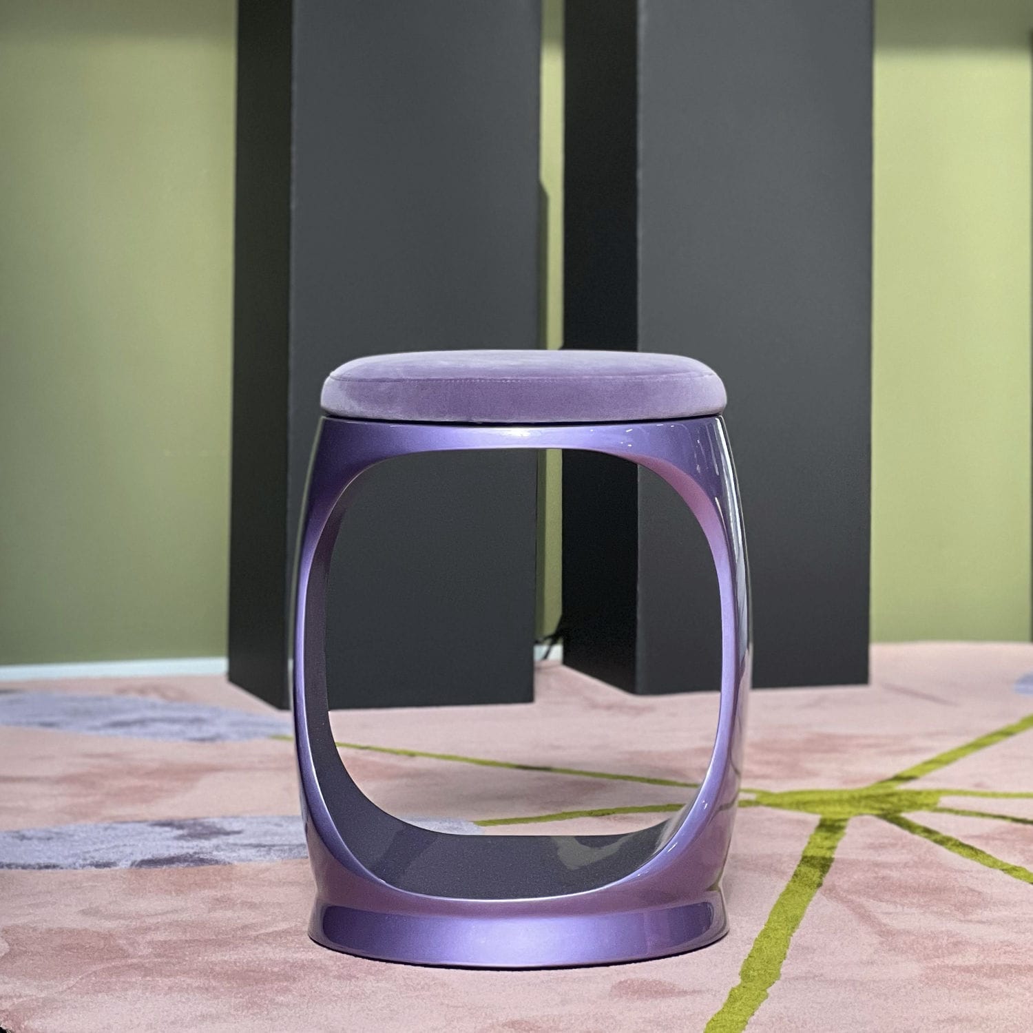 Tabouret contemporain - Signet Ring B10006 Lilac - Softicated - en velours / avec piètement en ...