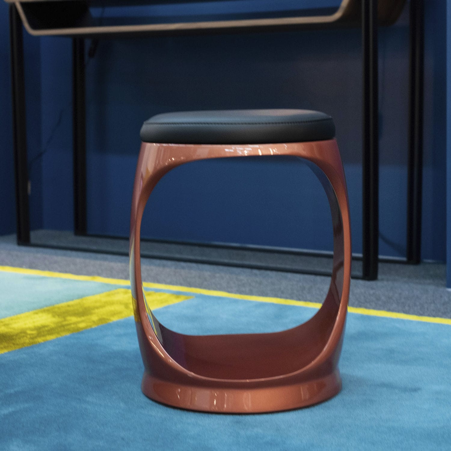 Tabouret contemporain - Signet Ring B10003 Copper - Softicated - en cuir / avec piètement en ...