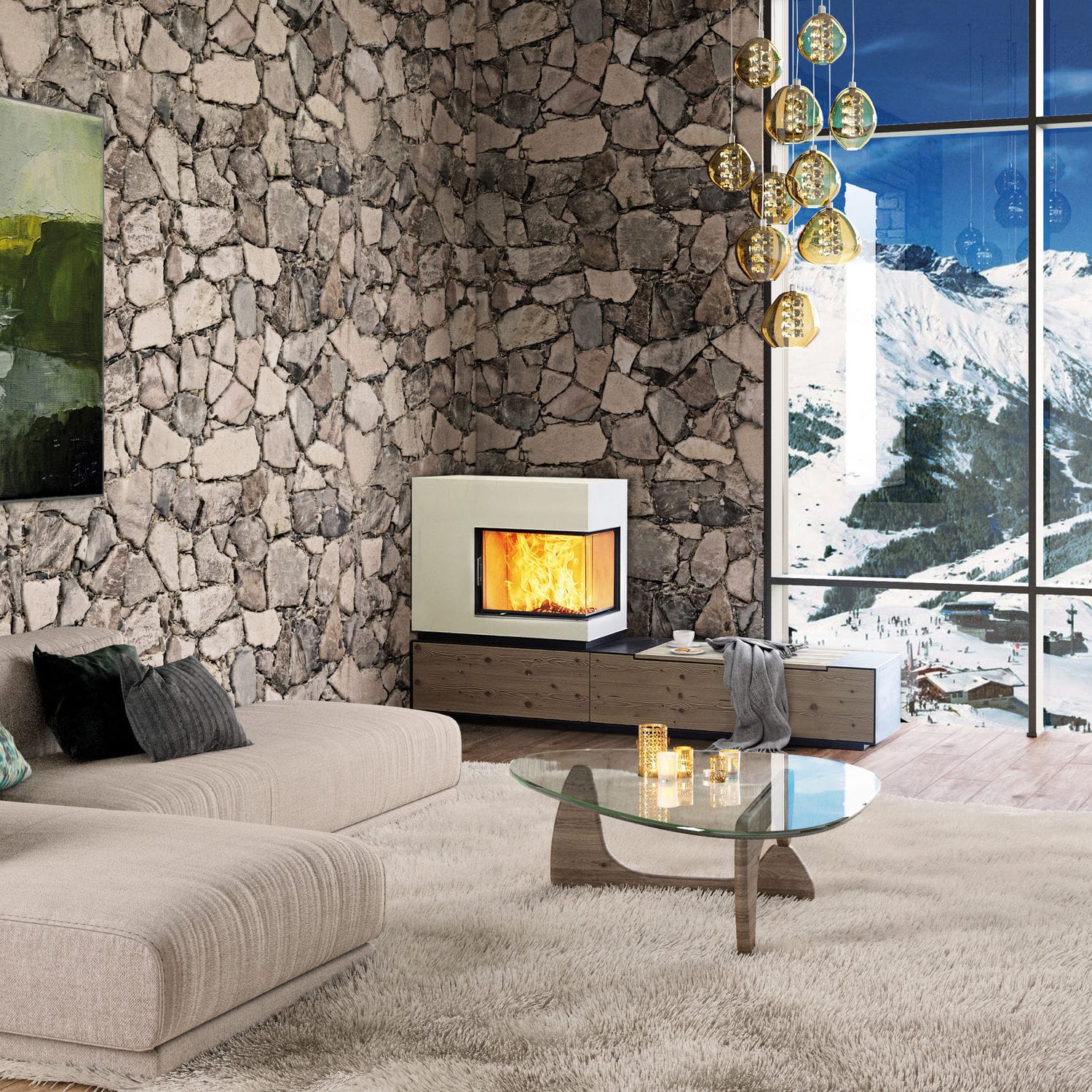 Foyer fermé à bois - 63x40x42K - AUSTROFLAMM - d'angle / en métal