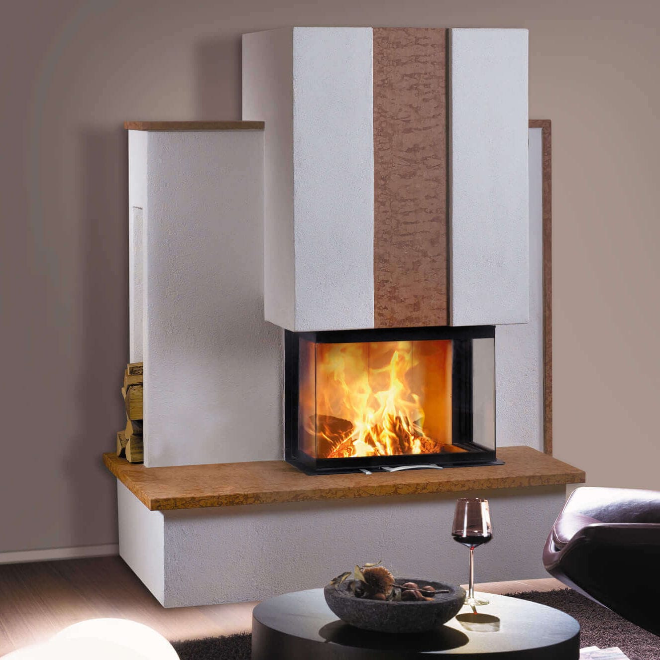 Foyer fermé à bois - 64x33x51 S3 2.0 - AUSTROFLAMM - à 3 faces / en métal