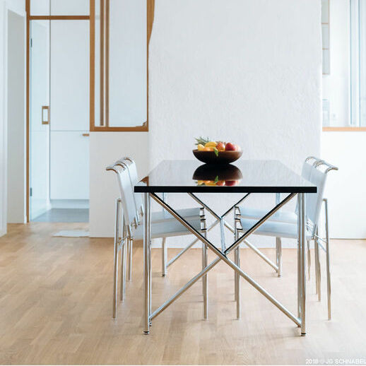 Table à manger contemporaine - DOUBLE X - CLASSICON - en MDF laqué / en cristal / avec piètement ...