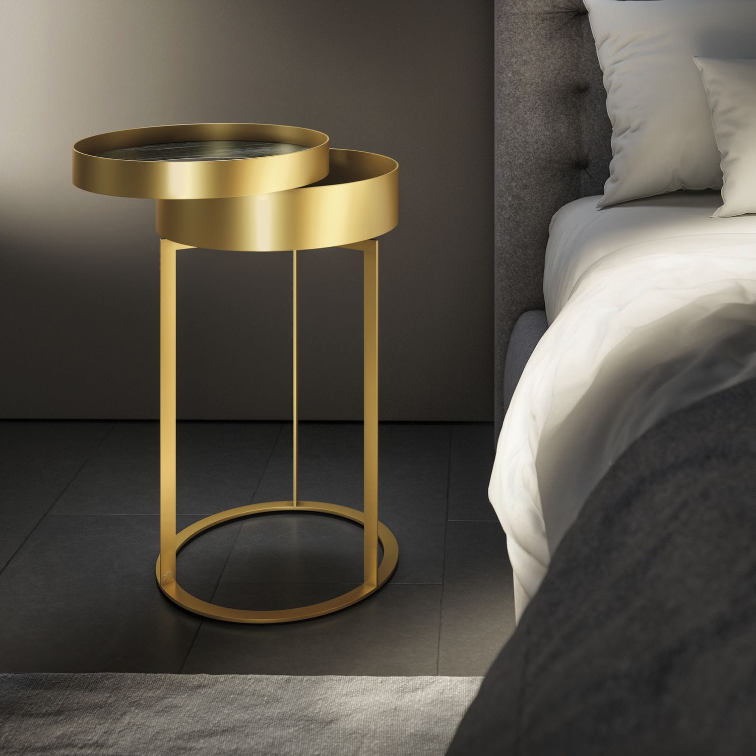 Table de chevet contemporaine - NIGHT - DRAENERT - en pierre / avec ...