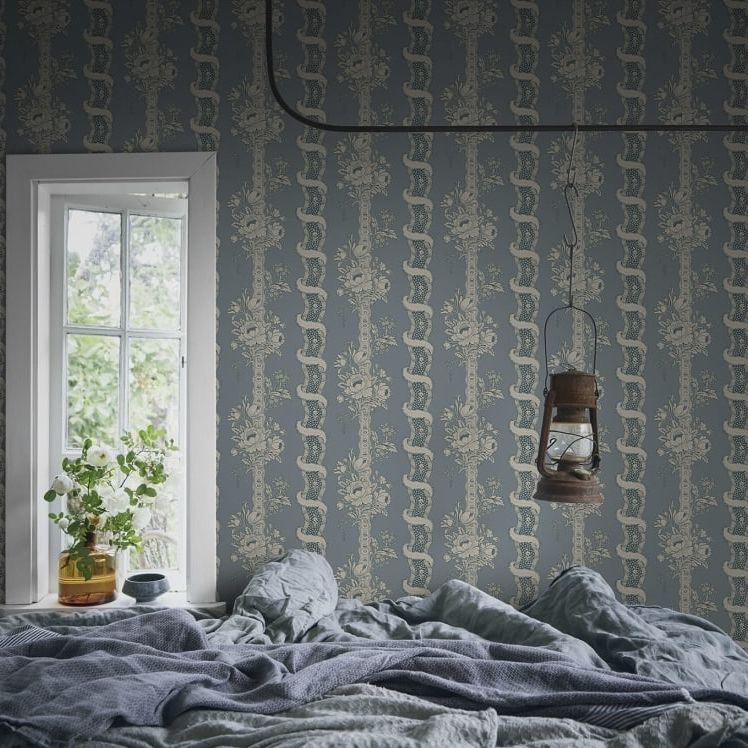 Papier peint contemporain - Alexandra - SAND BERG - à motif / bleu / vert