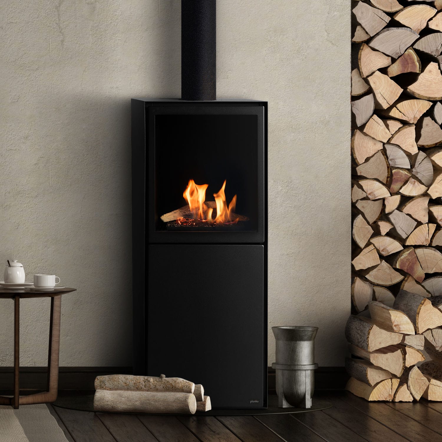 Poêle au bioéthanol - SCANDI - Planika - 4 kW / à poser / contemporain